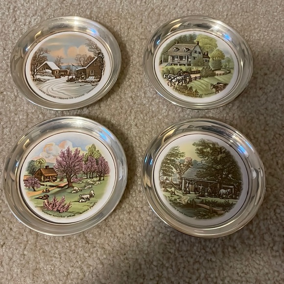 Currier & Ives | Other | Vintage Currier Ives Silverplated Coaster Set ...